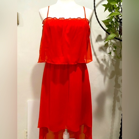 bebe | Dresses | Bebe Dress Gorgeous Rusty Orange Sheer Dress With ...